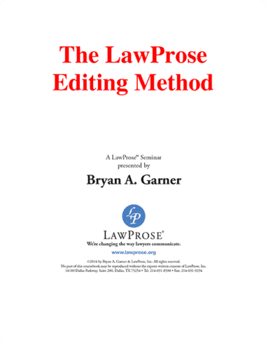 Legal Writing in Plain English — — LawProse
